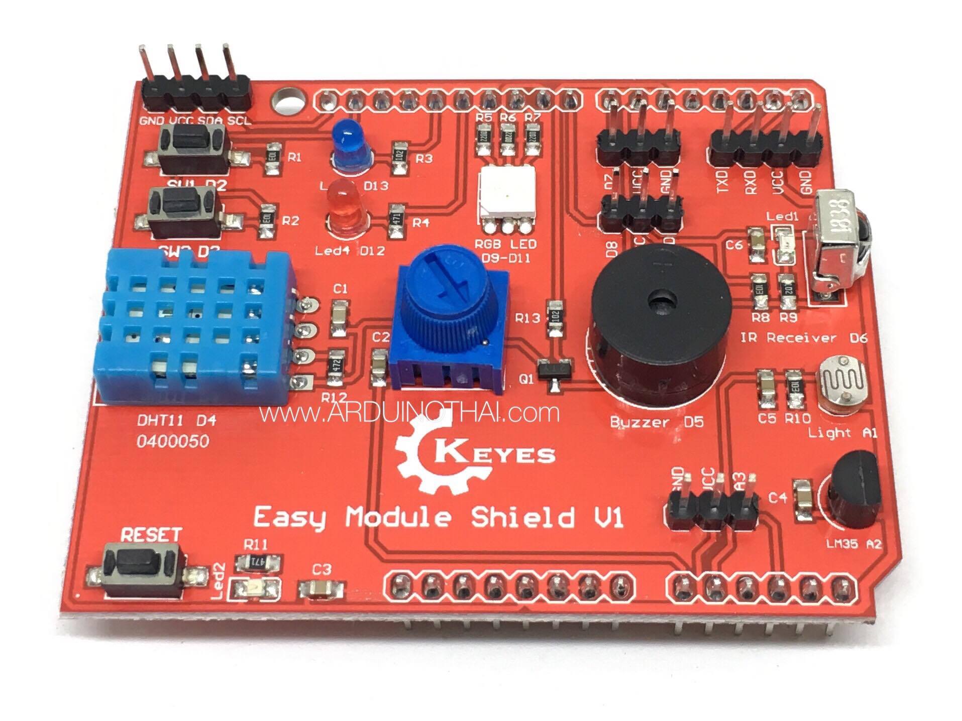 Arduino Multipurpose Shield V1 สำหรับบอร์ด Arduino Uno R3 พร้อมโค้ดตัวอย่าง สต็อกไทยส่งไว ขาย